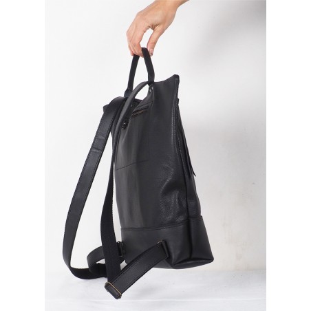 Black leather Backpack · BASIC