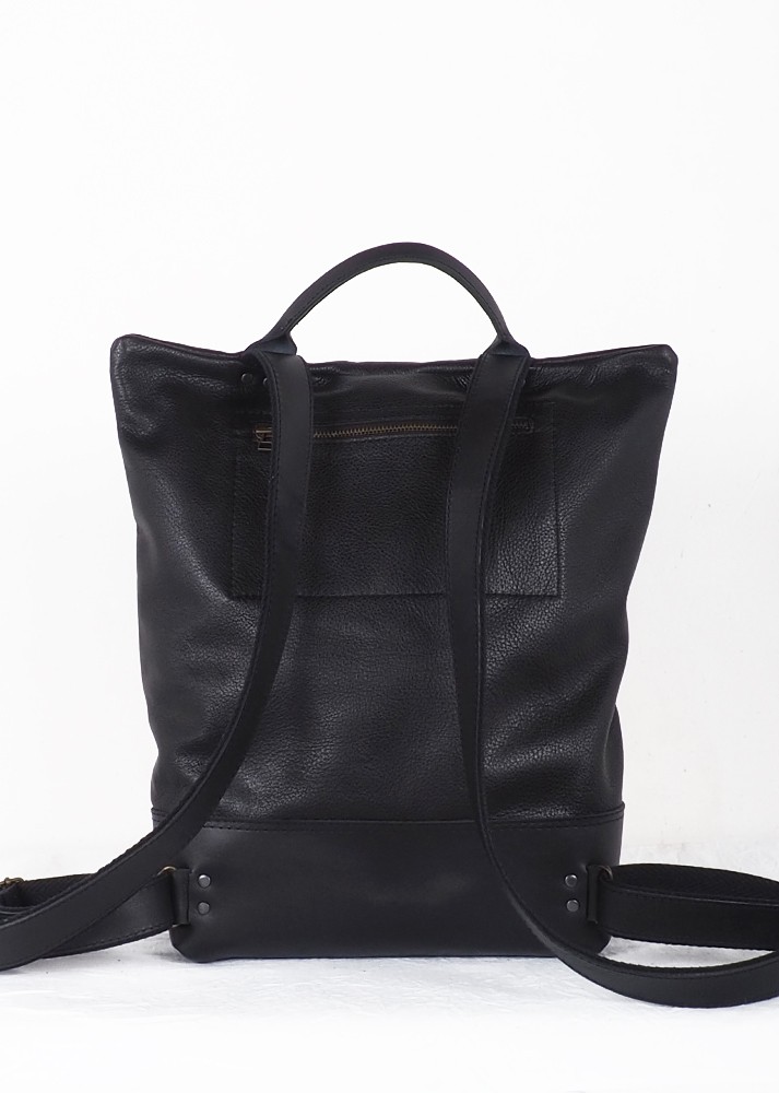 Black leather Backpack · BASIC