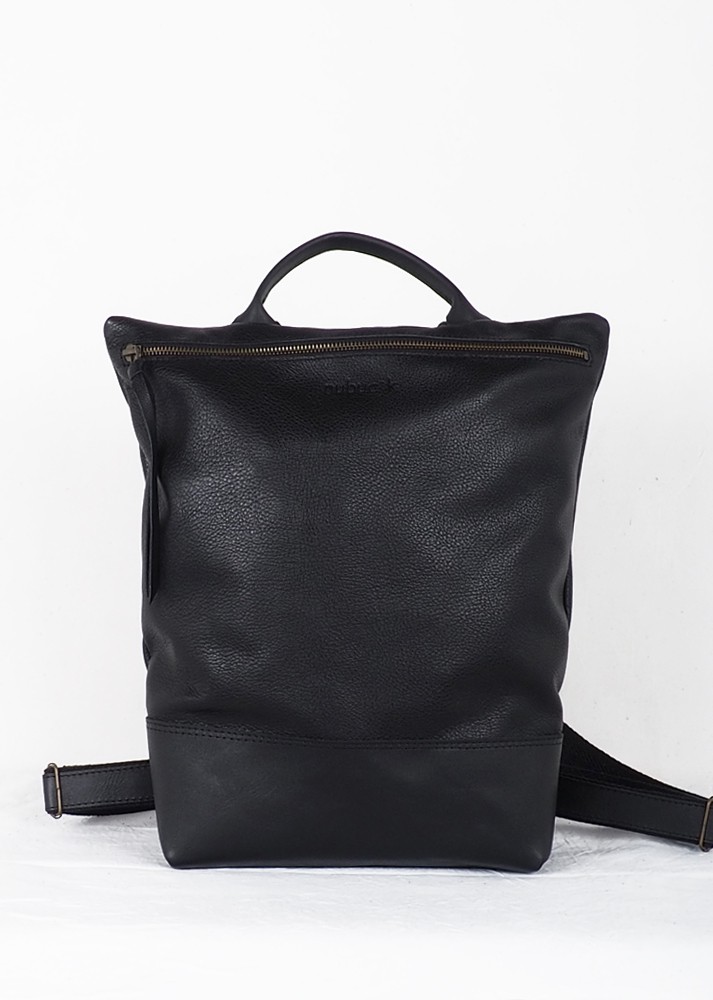 Black leather Backpack · BASIC