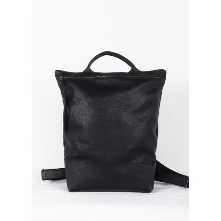 Black leather Backpack · BASIC